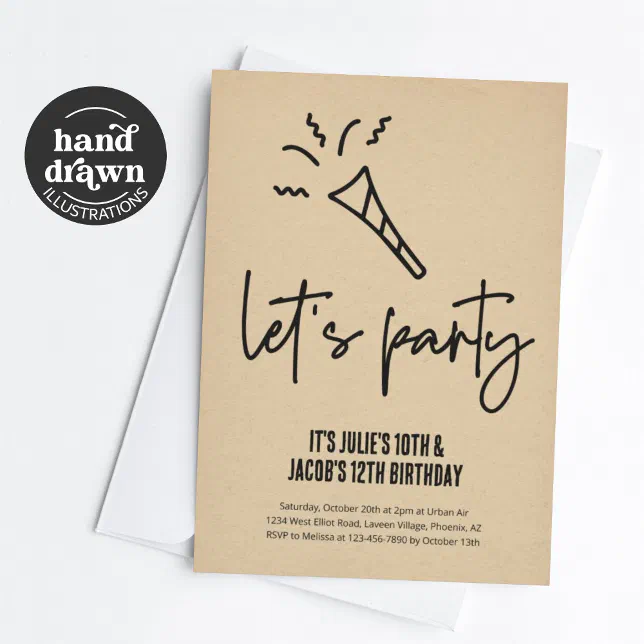 Sibling Birthday Party Brother & Sister Invitation | Zazzle