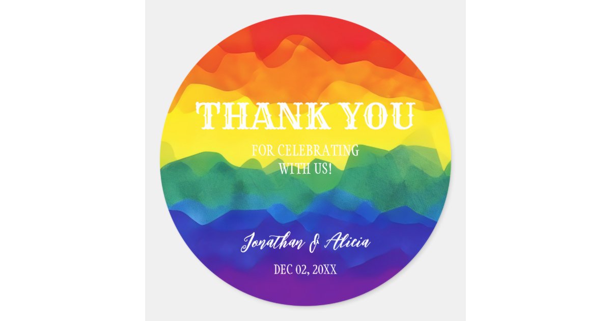 Sibling Colorful Rainbow Joint Birthday Thank You Classic Round Sticker ...