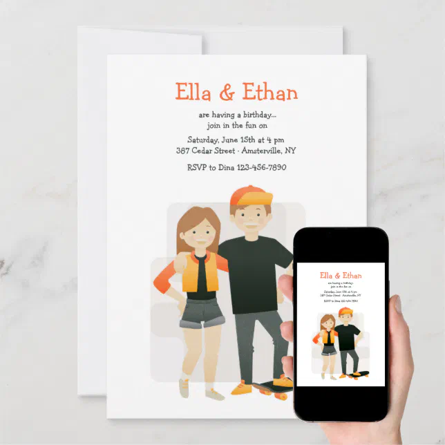 Siblings Birthday Party Invitations | Zazzle