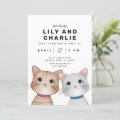 Siblings duo birthday party with two kittens invi invitation | Zazzle
