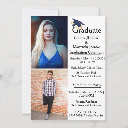 Siblings graduation ceremony 2 photo Graduation Announcement | Zazzle