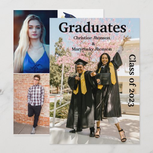 Siblings graduation ceremony 3 photos Graduation Announcement | Zazzle