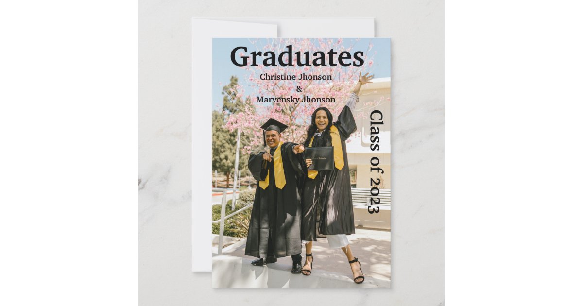 Siblings graduation ceremony 3 photos Graduation Announcement | Zazzle