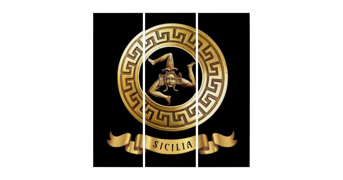 SICILIA (Golden Trinacria Symbol of the Island) Triptych | Zazzle