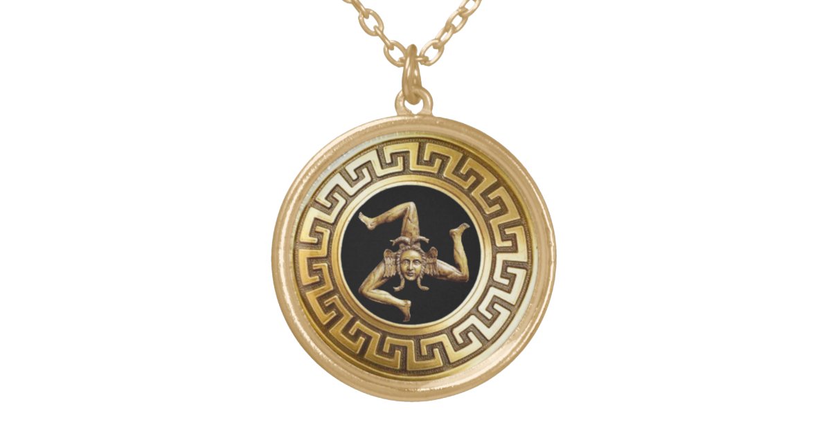 Sicilia (Trinacria Symbol) Gold Plated Necklace | Zazzle