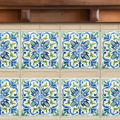 Sicilian Garden Watercolor Blue Green Ceramic Tile | Zazzle