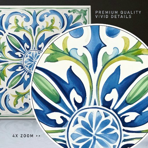 Sicilian Garden Watercolor Blue Green Ceramic Tile | Zazzle