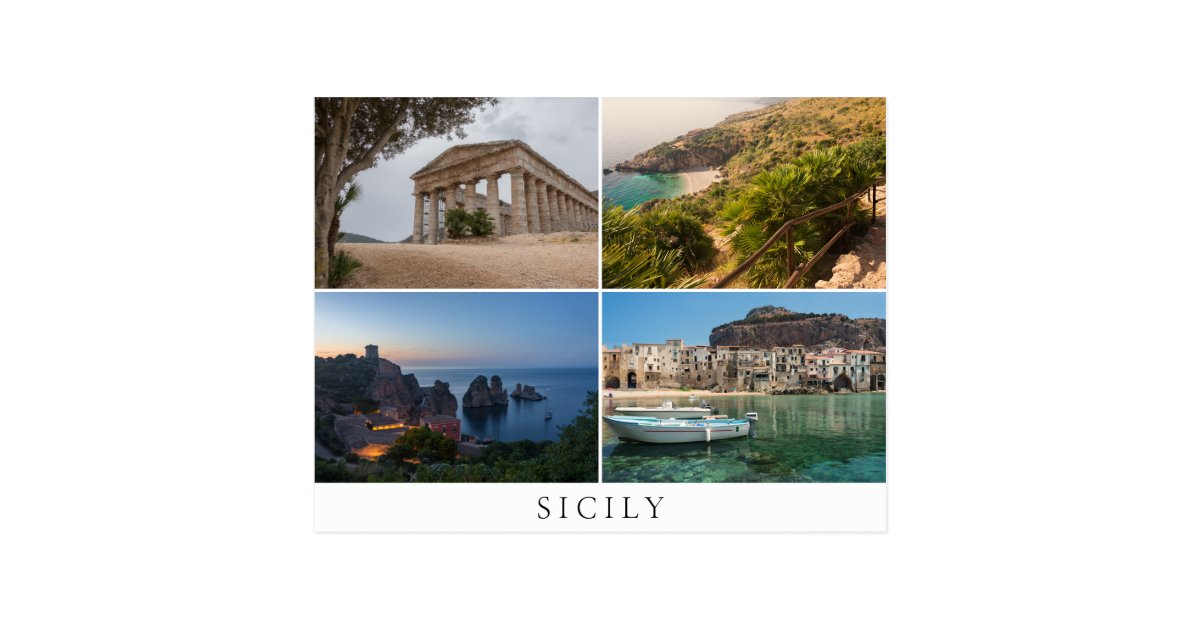 Sicily landscapes in collage souvenir postcard | Zazzle.com