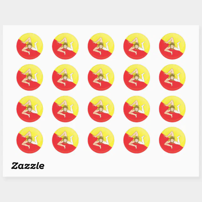 Sicily Round Icon Flag Classic Round Sticker | Zazzle