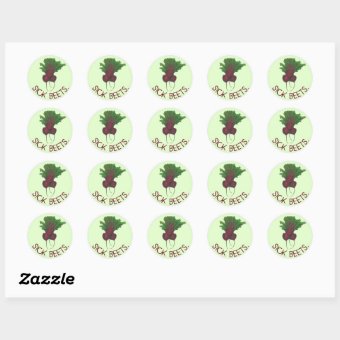 Sick Beets (Beats) Red Beet Vegetable Garden Classic Round Sticker | Zazzle
