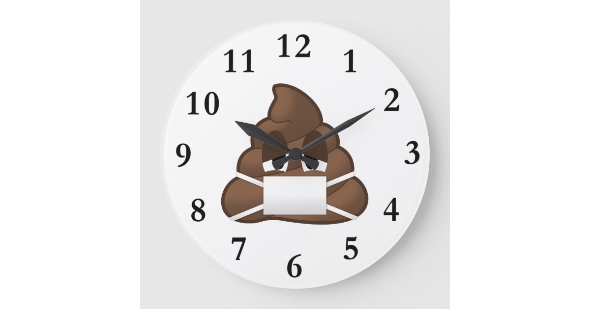 Sick Mask Poop Emoji Large Clock | Zazzle