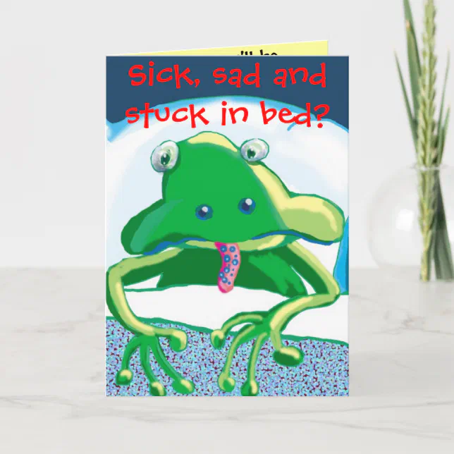 sick sad frog, Sick, sad and stuck in bed? Card | Zazzle