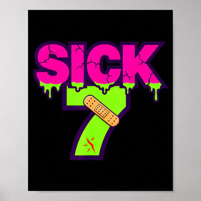 Sick Seven Meme Tee Six Seven Fun Wordplay Drip Poster | Zazzle