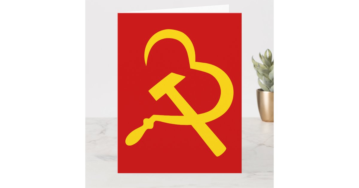 Sickle And Hammer, Heart, Love, Communism Card | Zazzle