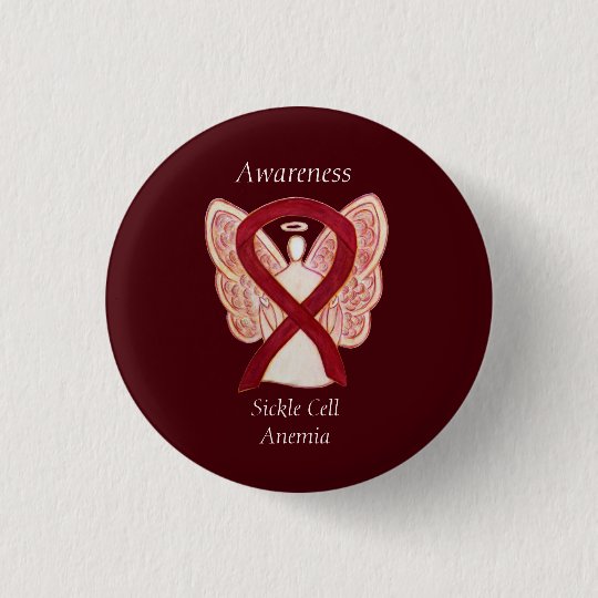 Sickle Cell Anemia Awareness Ribbon Angel Buttons | Zazzle.com