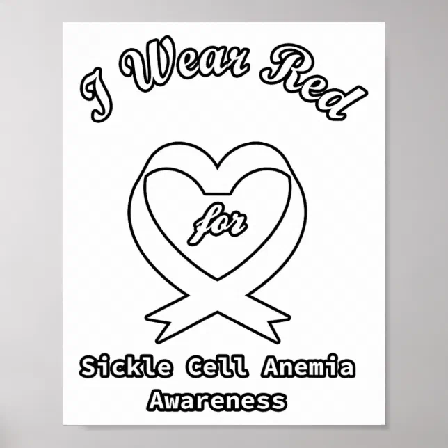 Sickle Cell Anemia Awareness Support Red Ribbon Poster | Zazzle