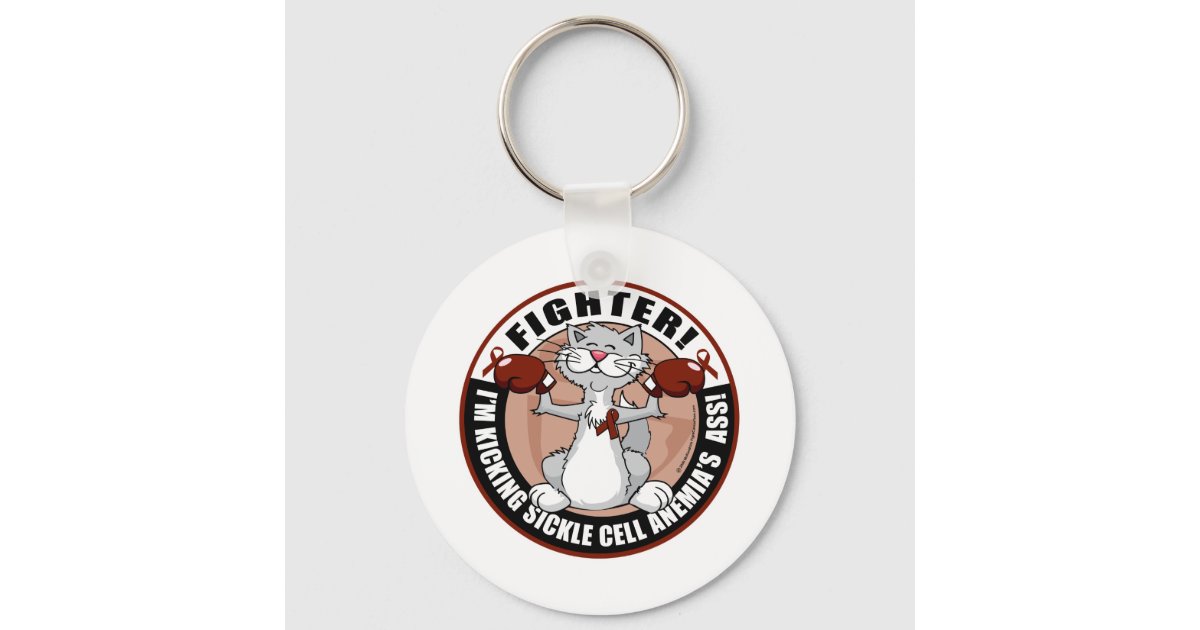 Sickle Cell Anemia Fighter Cat Keychain | Zazzle