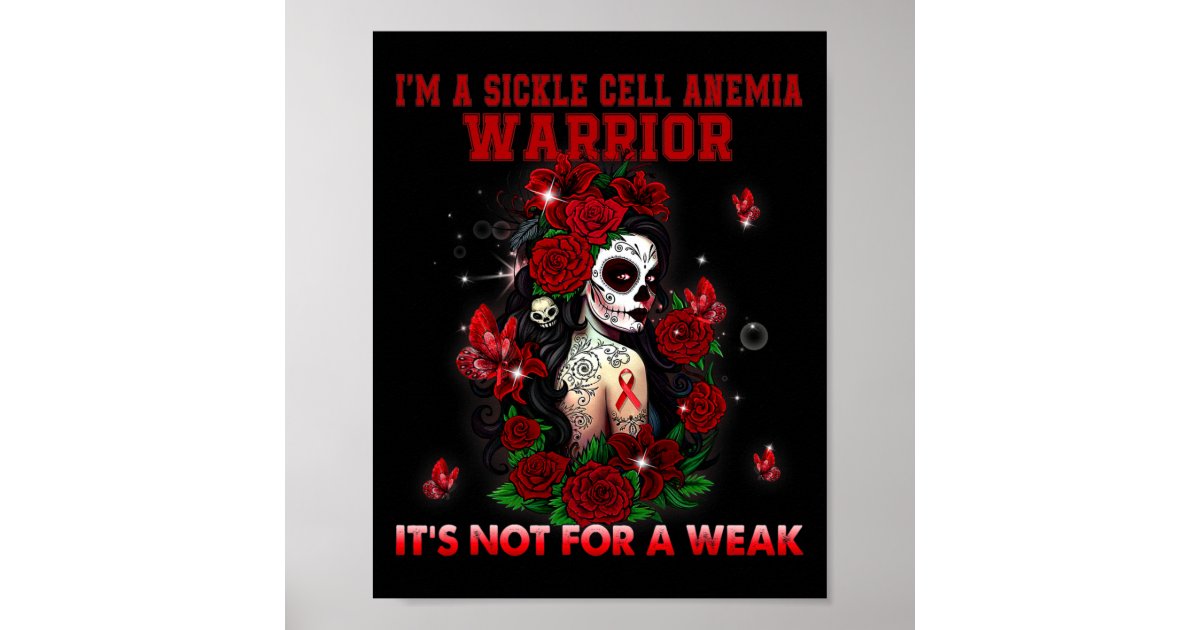 Sickle Cell Anemia Sugar Skull Butterfly Awareness Poster | Zazzle