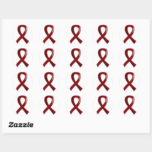 Sickle Cell Disease Burgundy Ribbon 3 Classic Round Sticker | Zazzle