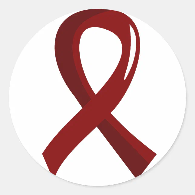 Sickle Cell Disease Burgundy Ribbon 3 Classic Round Sticker | Zazzle