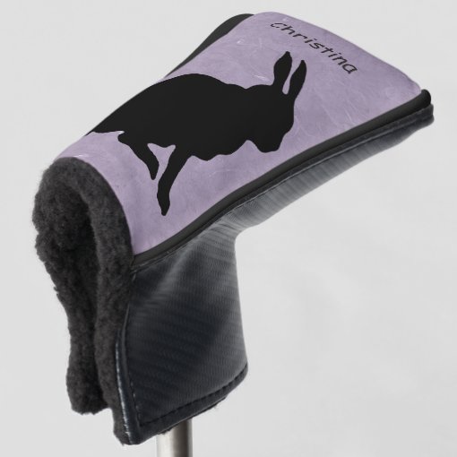 Side Profile Sitting Black Silhouette Rabbit Golf Head Cover | Zazzle