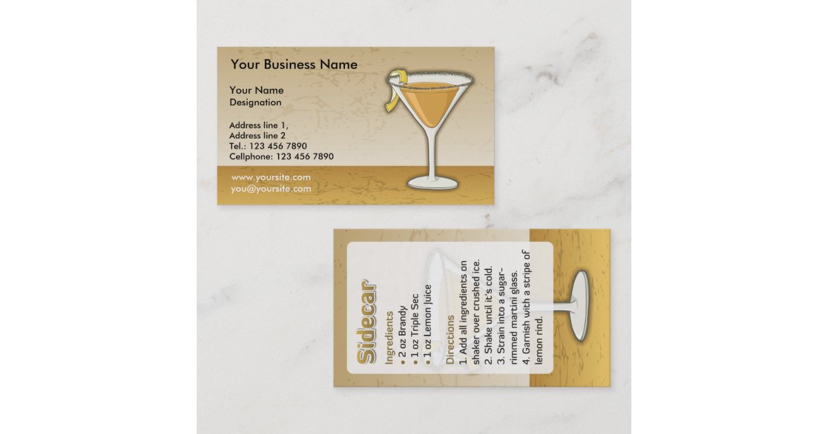 Sidecar cocktail business card | Zazzle