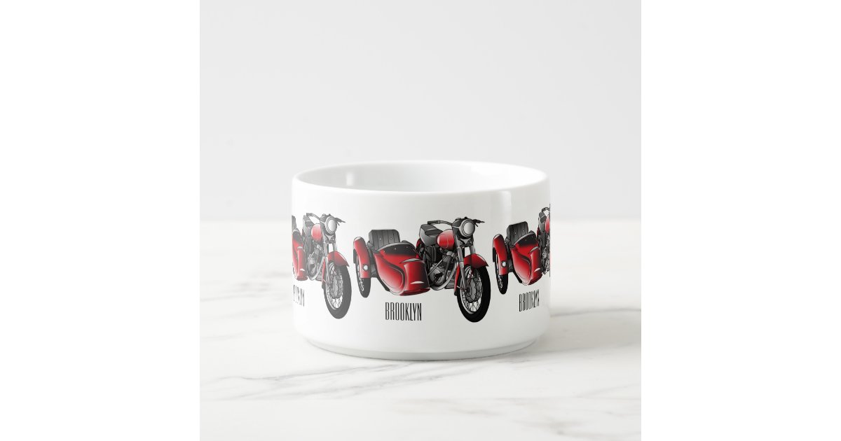 Sidecar motorcycle cartoon illustration bowl | Zazzle