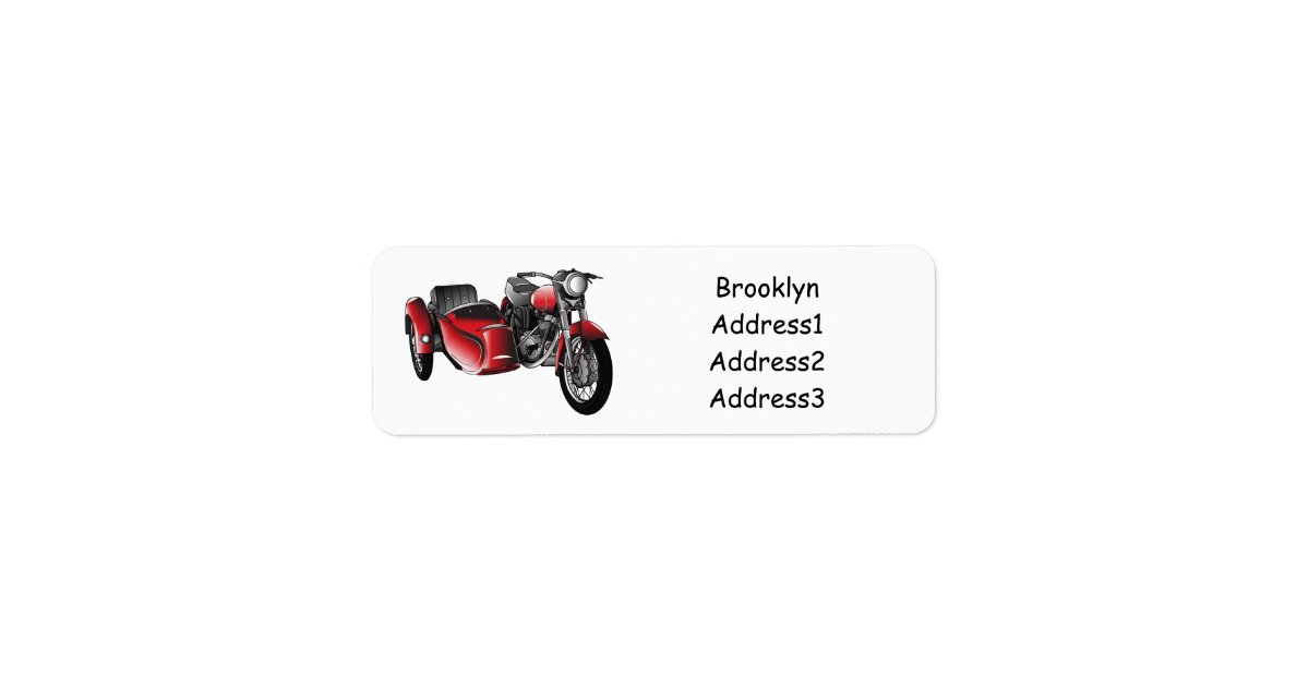 Sidecar motorcycle cartoon illustration label | Zazzle