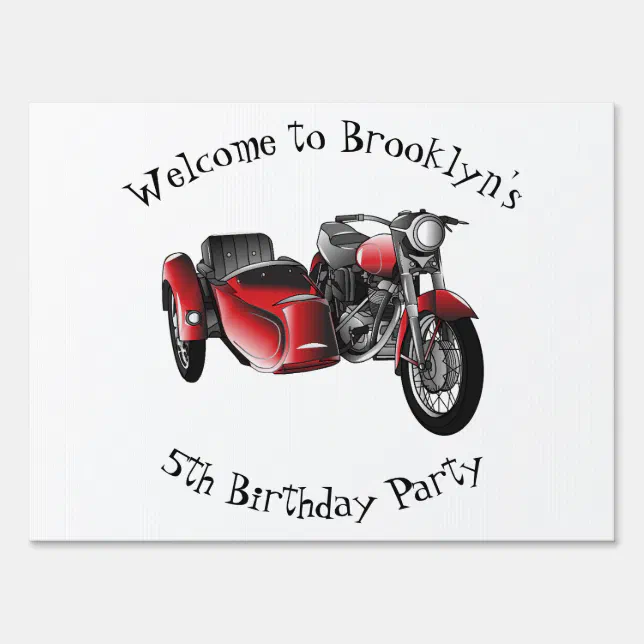 Sidecar motorcycle cartoon illustration sign | Zazzle