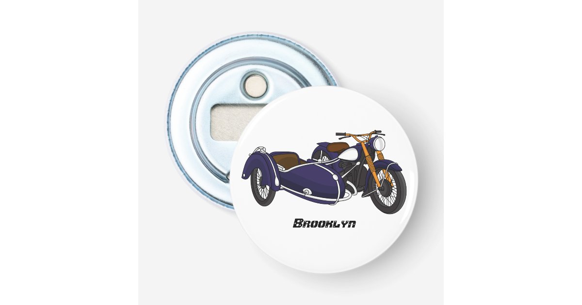 Sidecar purple motorcycle illustration bottle opener | Zazzle