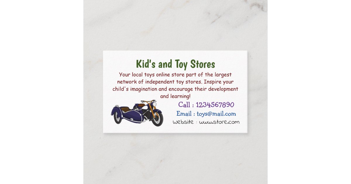 Sidecar purple motorcycle illustration business card | Zazzle