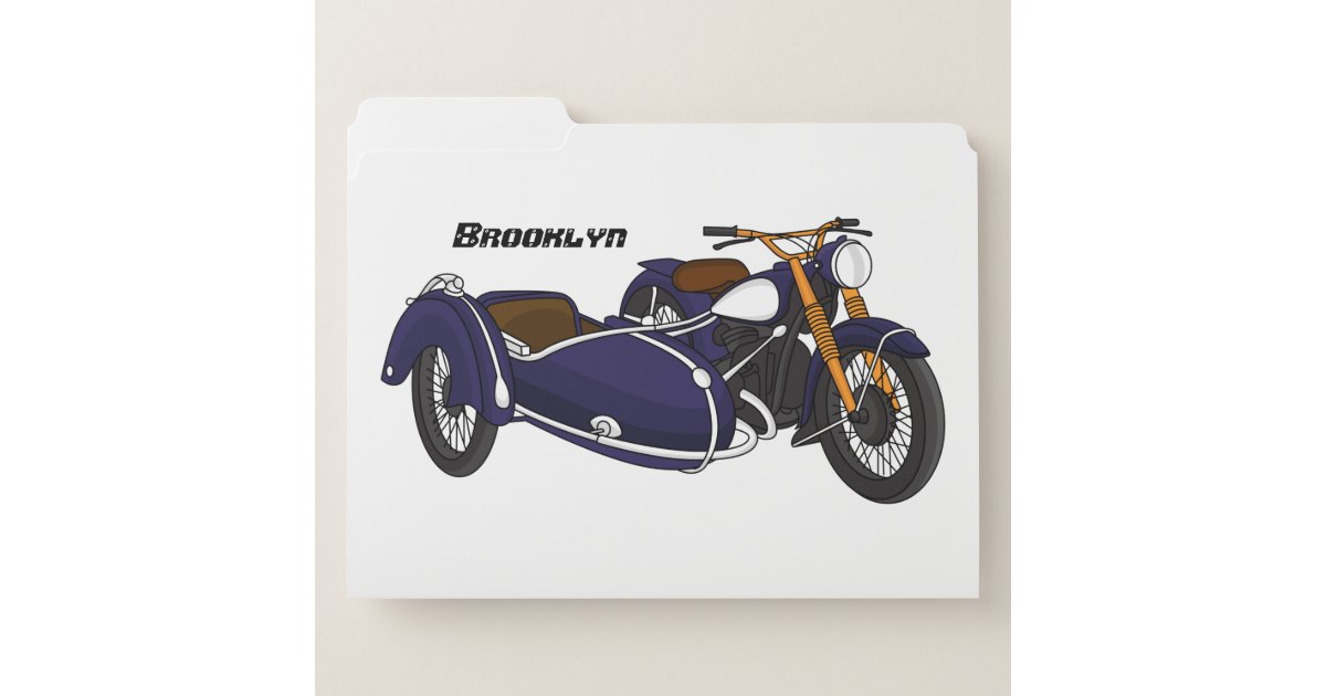 Sidecar purple motorcycle illustration file folder | Zazzle