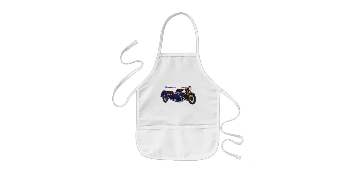Sidecar purple motorcycle illustration kids' apron | Zazzle