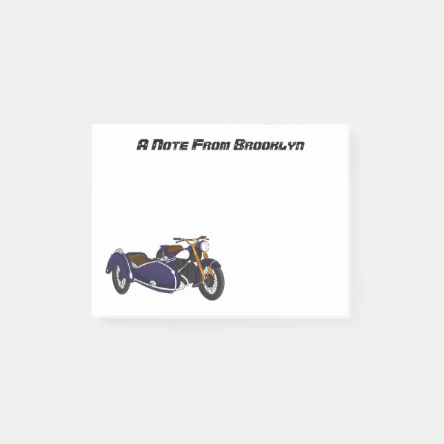 Sidecar purple motorcycle illustration post-it notes | Zazzle