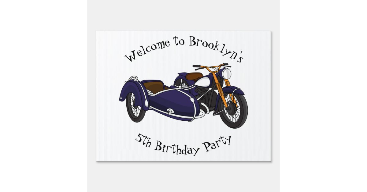 Sidecar purple motorcycle illustration sign | Zazzle
