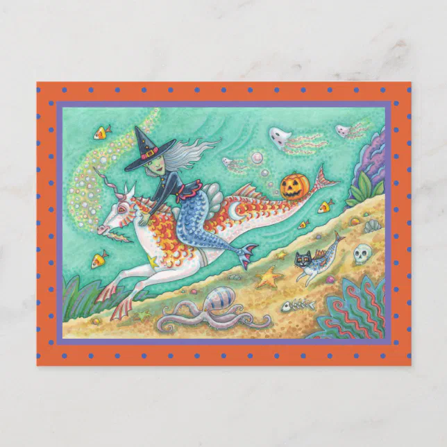 SIDESADDLE WITCH MERMAID, UNICORN MERHORSE FANTASY POSTCARD | Zazzle