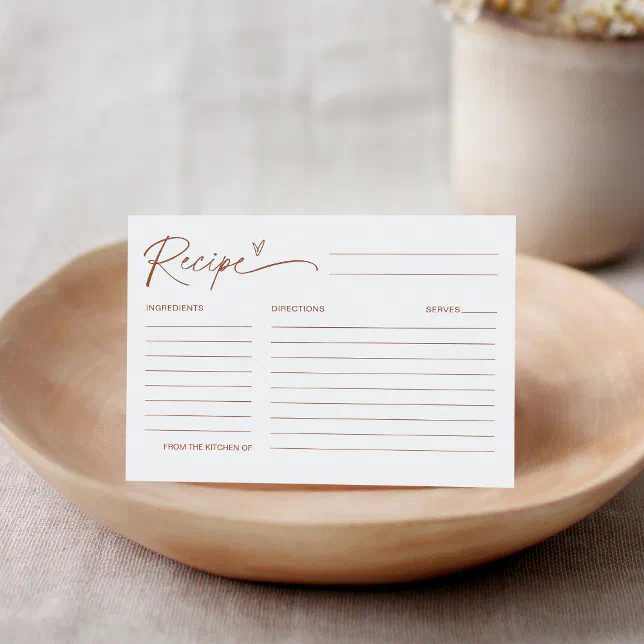 SIENNA Bohemian Recipe Bridal Shower Enclosure Card | Zazzle