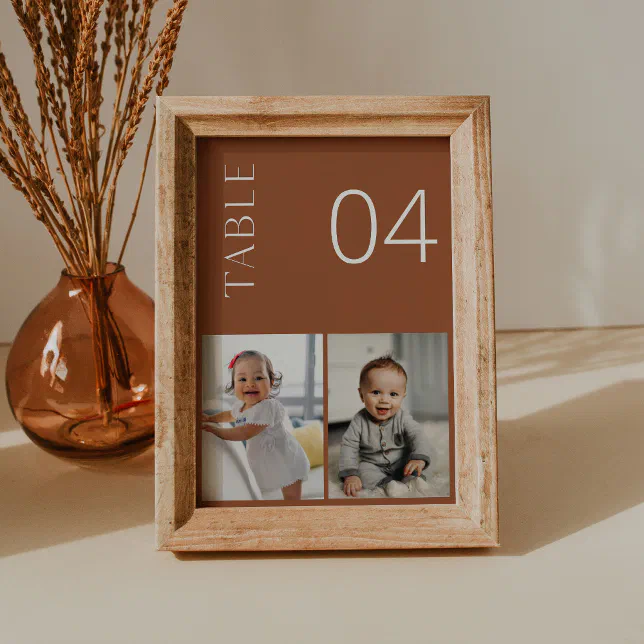 SIENNA Childhood Photo Table Number Card | Zazzle
