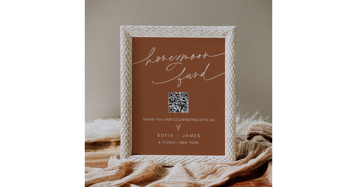SIENNA Honeymoon Fund Wedding Sign - Terracotta | Zazzle