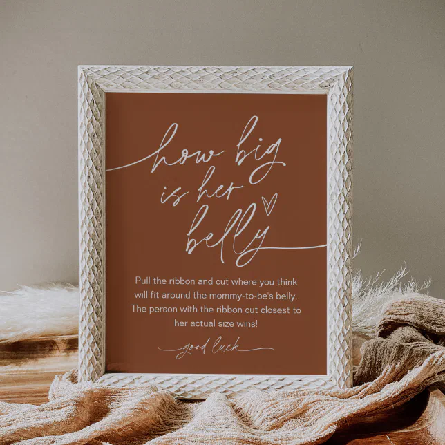 SIENNA How Big Is Her Belly Baby Shower Game Poster | Zazzle