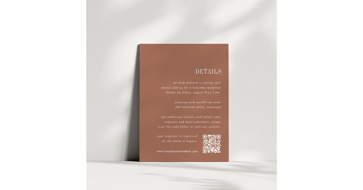 Sienna Rust | All-in-One Wedding Details Enclosure Card | Zazzle