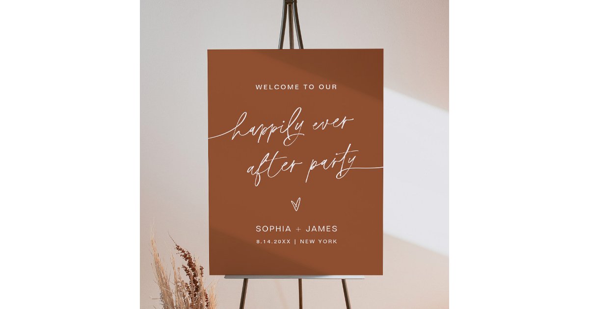 SIENNA Wedding Welcome Sign Happily Ever After | Zazzle