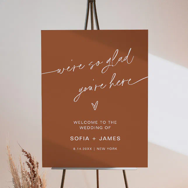 SIENNA We're So Glad You're Here Welcome Sign | Zazzle