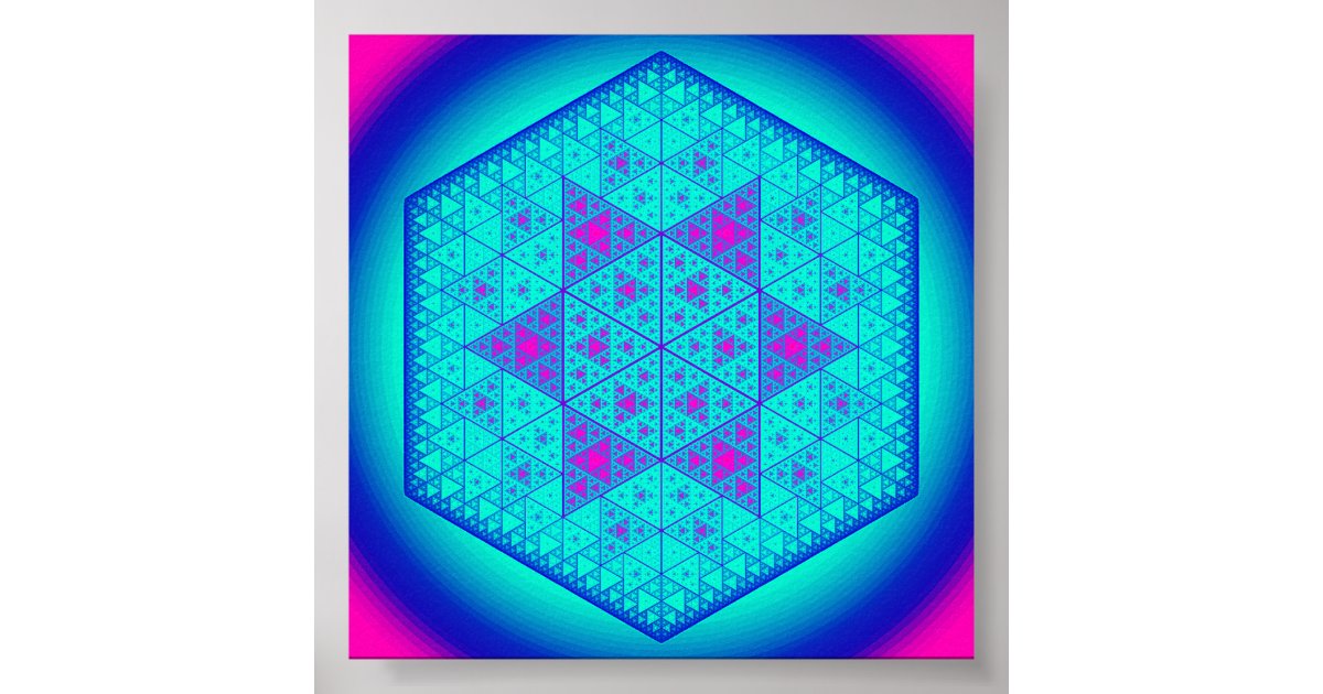 Sierpinski triangle hexagon star poster | Zazzle