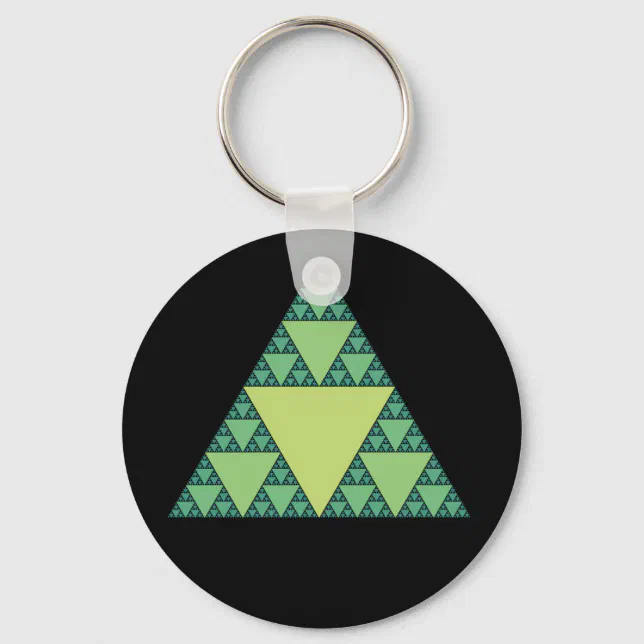 Sierpinski Triangle in shades of Green Keychain | Zazzle