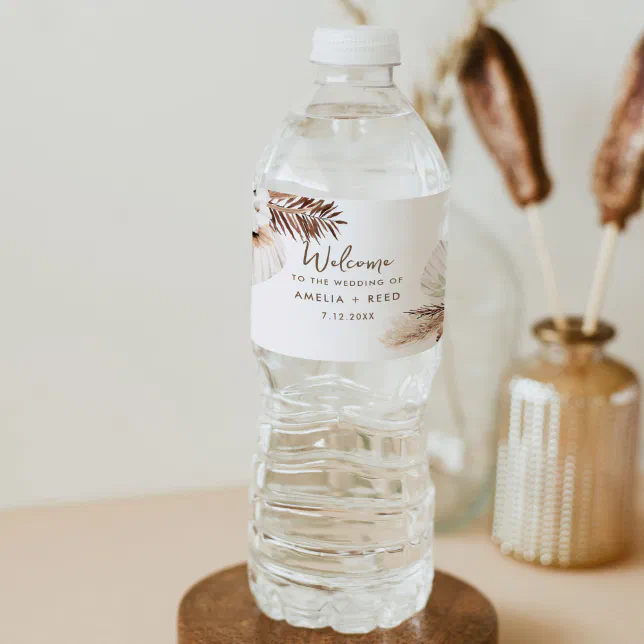 SIERRA Bohemian Wedding Favor Water Bottle Label | Zazzle