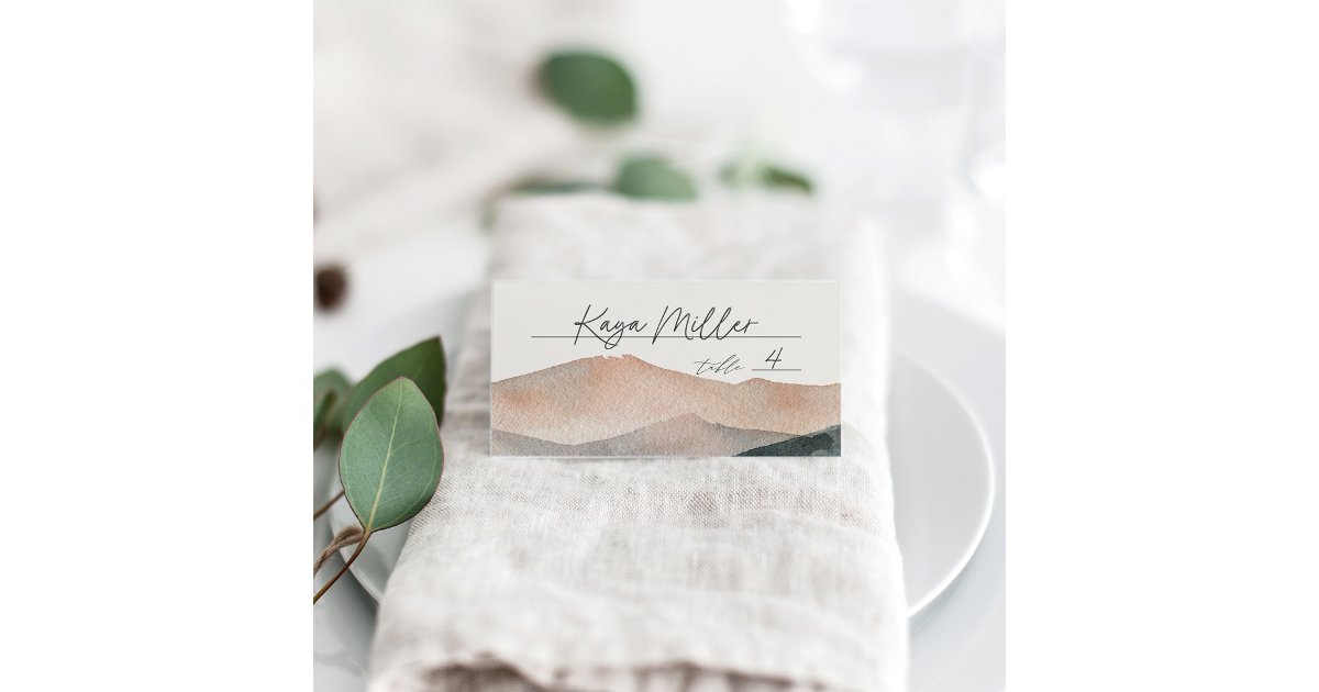 Sierra Dusk | Desert Mountain Sunset Wedding Place Card | Zazzle