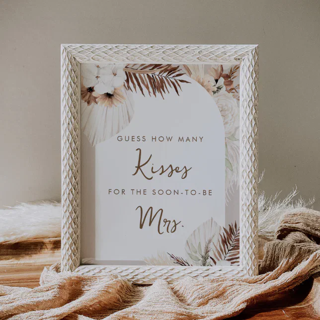 SIERRA Guess How Many Kisses Bridal Shower Game Poster | Zazzle