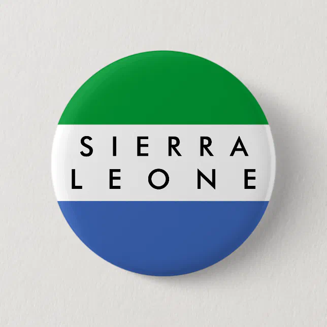 Sierra Leone country flag nation symbol name text Button | Zazzle