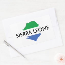 sierra leone country flag shape map symbol rectangular sticker | Zazzle